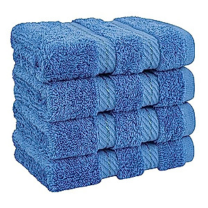 American Soft Linen Luxury Washcloths for Bathroom, 100% Turkish Cotton Washcloth Set of 4, 13x13 in Soft Washcloths for Body and Face, Wash Rags for Kitchen, Baby Washcloths, Electric Blue Washcloths