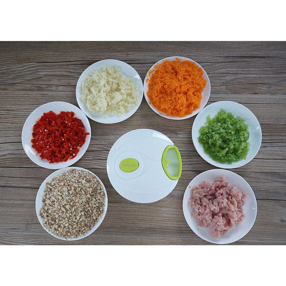 Manual Food Chopper Powerful Hand Held Chopper Mixer Processor to Chop Vegetables Fruits Nuts Onions Garlic Salad for Kitchen (3.5 cup) by Vinipiak