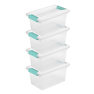 Sterilite 64 Quart Latching Clear Plastic Storage Organizer Tote Container Bin Box, 6 Pack & Medium Clip Boxes for Organization and Storage, 4 Pack