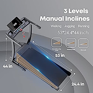 Treadmill, Folding Treadmill with Manual Incline for Walking & Running, LCD Display, Built-in Bluetooth Speaker, Heart-Rate Sensor, Preset and Adjustable Programs