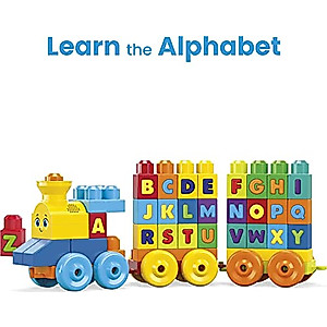 MEGA BLOKS Fisher-Price ABC Blocks Building Toy, ABC Musical Train with 50 Pieces, Music and Sounds for Toddlers, Gift Ideas for Kids Age 1+ Years