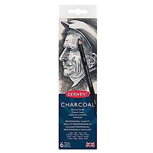 Derwent Charcoal Pencils, Metal Tin, 6 Count (0700838)