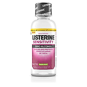 Listerine Sensitivity Mouthwash, 24-HR Tooth Sensitivity Relief & Protection, Alcohol-Free Formula in Fresh Mint Flavor, TSA Compliant Travel-Sized Bottle, 3.2 fl. oz