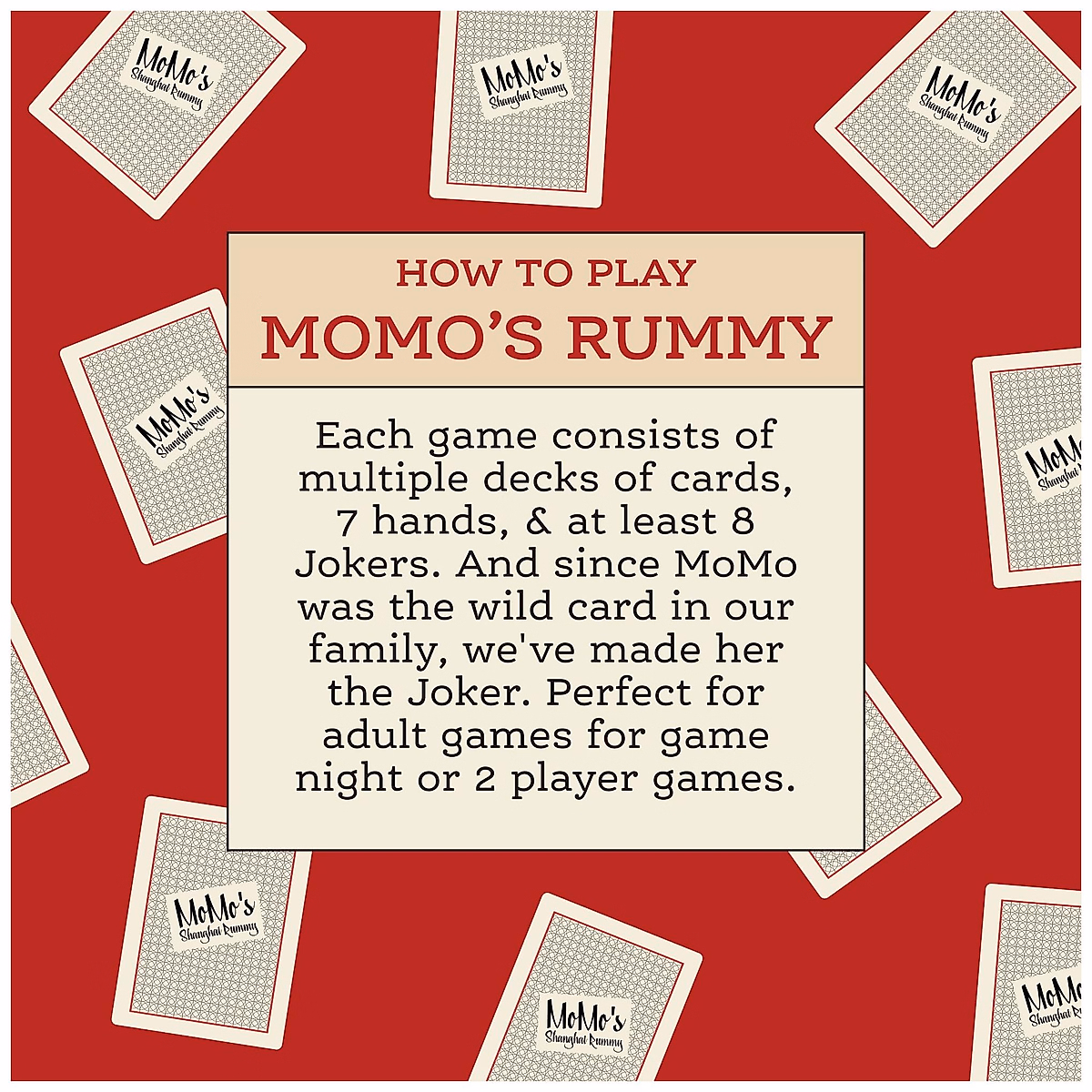 Momo's Shanghai Rummy Card Game, 2-5 Player Rummy Game | Family Games | Travel Games | Adult Games | Camping Games | Party Games for Adults & Kids 8+