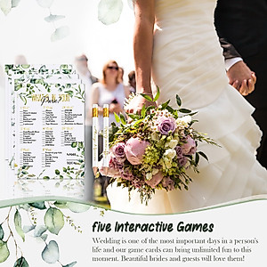 Outus 220 Pieces Bridal Shower Game Set Wedding Games Cards Eucalyptus Lemon Theme Bridal Game Supplies and Pencils Activity Accessories for Bride Groom Bachelorette Party Wedding (Greenery Style)