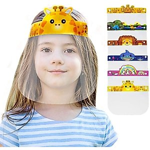 O2 LIFECARE] 6 Qty KIDS Face Shield Face Cover with 6 Different from Each other Character Clear Visor Elastic Band & Confort Sponge x 6 qty