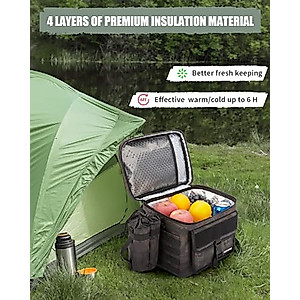 JOYHILL Tactical Lunch Box for Men, Insulated Lunch Bag with Bottle Pouch Holder Large Thermal Cooler Bag for Adult Work Camping,Navy,13L