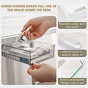 TooCust 2 Pack Under Desk Drawer Slide Out, Large & Medium, Stick On Desk Drawer Under Desk Storage, Under Desk Organizer Hidden Under Table Drawer for Home Office School Organization and Storage