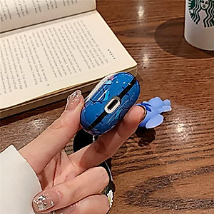 Cute Airpod Case, Airpod 2/1 case Personalise Custom, Airpod Case Cover with Keychain/Lanyard Protective Hard Case Cover Skin Portable Shockproof Cover for Women Girls Wireless Airpod 2 Case (Stich)