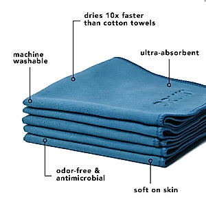DRYKI Sweat Absorbing Handkerchiefs - The Original Quick-Dry Microfiber Sweat Rags & Towels for Face, Hands, & Body - Perfect for Gym, Sports, and Work (Coastal Blue, 5 Pack)