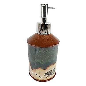 Ebros Rustic Forest Bear Country Family Mother And Cub Leaving Pawprint Trail Bathroom Accent Western Decorative Accessories For Cabin Lodge Farmhouse (Liquid Soap Or Lotion Pump Dispenser)