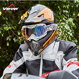 Wonzone Windproof Dustproof Motorcycle Cross Country Sunglasses Snowboard Ski Goggles Adjustable UV Protective Outdoor Glasses Anti-Fog Eyewear Combat Skiing Snow Goggles (Blue)