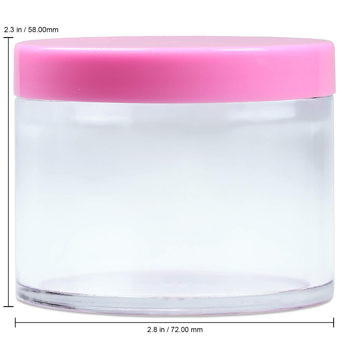 Beauticom 120g/120ml (4 Fl Oz) Thick Double Wall Leak-Proof Round Clear Plastic Jars with Flat Top Lids for Creams, Lotions, Powders, Glitters, and more… (Color: Pink Lid, Quantity: 12 Pieces)