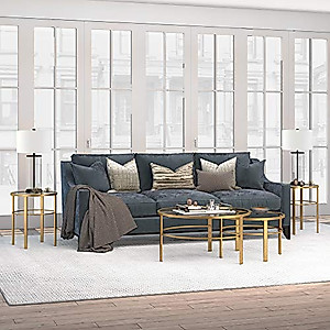 Henn&Hart 20" Wide Round Side Table in Brass, Table for Living Room, Bedroom