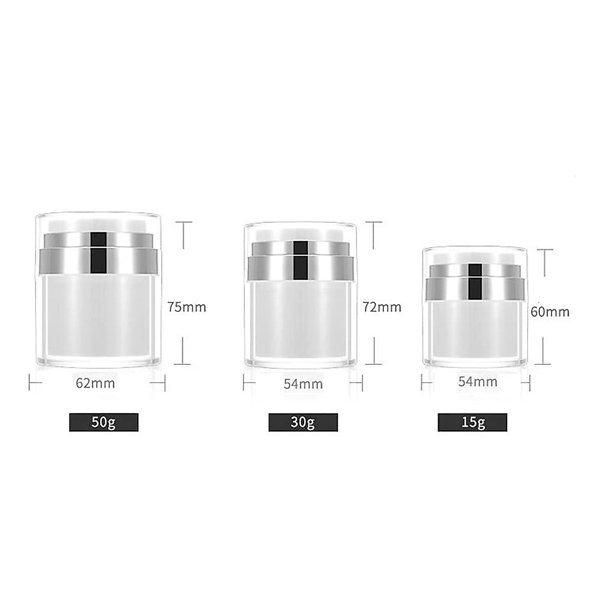 Wresty 2 Pack Airless Cosmetic Container Empty Acrylic Air Pump Jars Travel Vacuum Bottle Airless Cream Lotion Sample Containers Makeup Packing Pump Bottle Jar (30g/1oz)