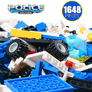 1648 Pieces City Police Armed Transport Helicopter Toy Building Blocks Set with Plane, Police Boat, Ship, Blocks Storage Box, Learning and Roleplay Construction Toy Gift for Boys Girls 6-12