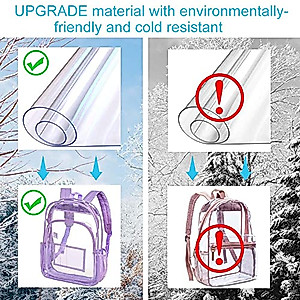 AGSDON Clear Backpack, Heavy Duty Transparent Bookbag, See Through PVC Backpacks for Women - Purple