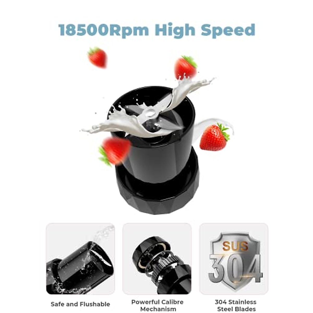 Portable Blender 32oz Large Capacity, MERICARGO Mini Blender for Shakes and Smoothies, Personal Blender with Rechargeable USB, Fresh Juice Blender with BPA Free Tritan Water Bottle, Blue