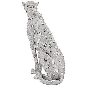 Studio 55D Sitting Leopard 16" High Silver Sculpture