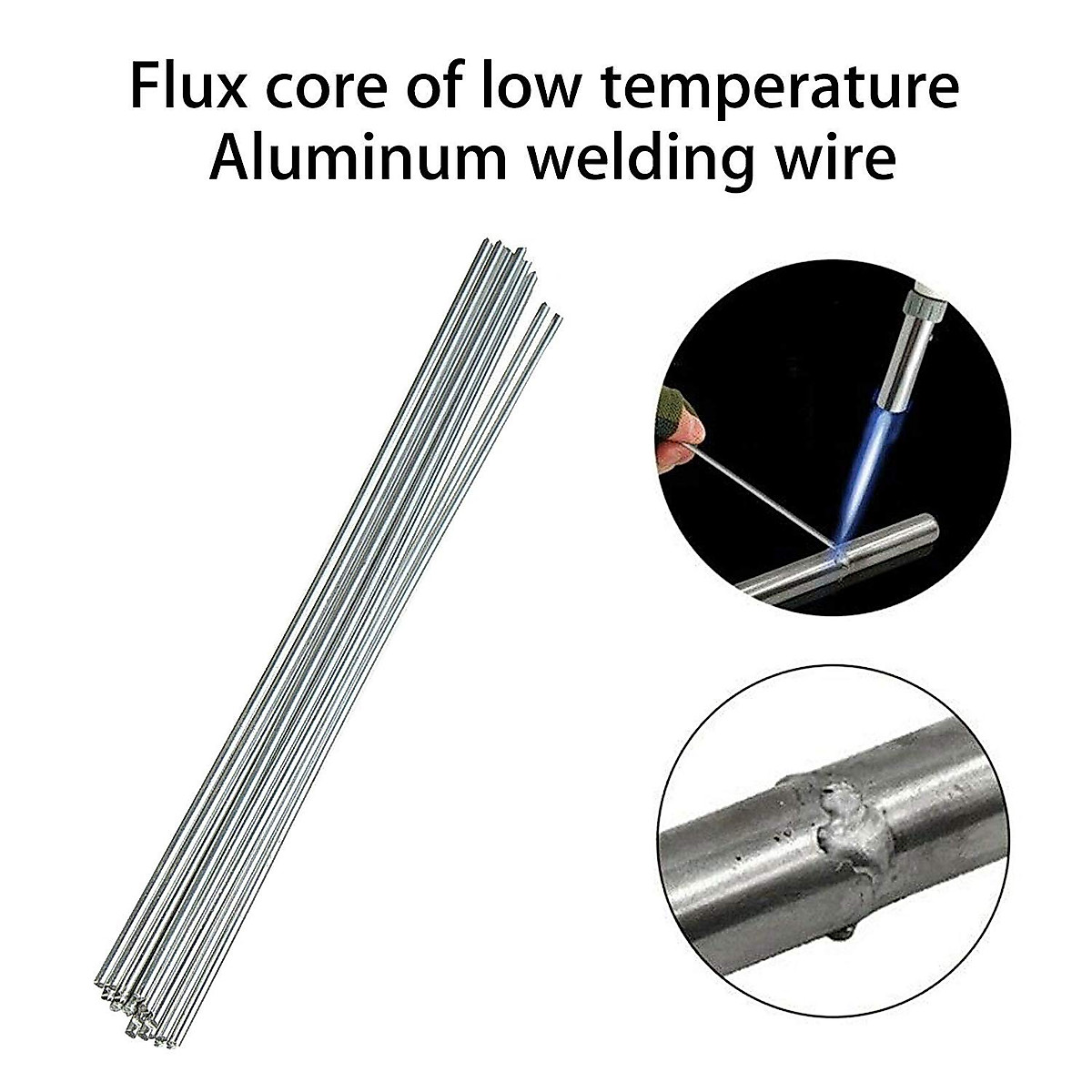 Aluminum Welding Rods, 20-Pack Universal Low Temperature Aluminum Welding Cored Wire for Electric Power, Chemistry, Food, Silver 0.08 x 10in/2 x 250mm (20-pack)