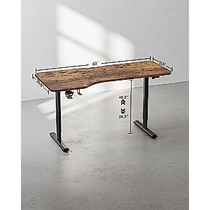FEZIBO 63"x28" L Shaped Standing Desk, Electric Stand up Height Adjustable Home Office Table, Sit Stand Desk, Rustic Brown Top