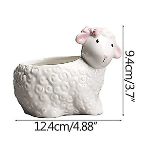 YONGYAN Cute Sheep Flower Pot Statue Decoration Ceramics Garden Planters Containers Pot Bookshelf Office Desktop Decor