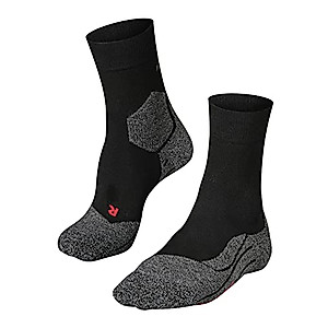 FALKE Women's RU3 Comfort Running Socks, Mid Calf, Thick Cushion, Anatomic, Breathable Quick Dry, Organic Lyocell, Black (Black-Mix 3010), 8-9, 1 Pair
