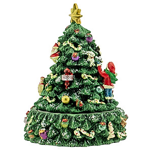 Elanze Designs Christmas Tree and Santa Revolving Music Box - Plays Tune We Wish You A Merry Christmas