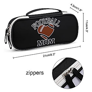 Rugby Football Mom PU Leather Pencil Pen Case Organizer Travel Makeup Handbag Portable Stationery Bag
