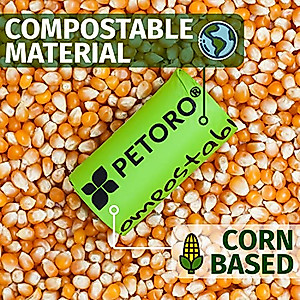 PETORO Compostable Dog Poop Bags, Corn Based Pet Waste Bags, Eco-Friendly, BPI-Approved, Plant-Based, Unscented, Durable, Leak Proof, Extra Large, Standard Size, 60 Count