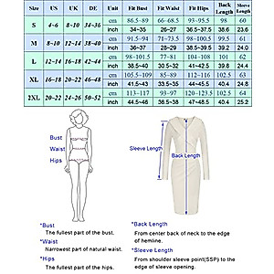 GRACE KARIN Women's Business Pencil Dress Office Long Sleeve Cocktail Dress Wedding Guest Blue S