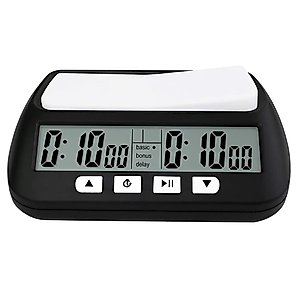 MOSTRUST Chess Clock Digital Chess Timer Professional for Board Games with Alarm, 3-in-1 Multifunction Portable Chess Clock, 2 AA Battery Included (Black)