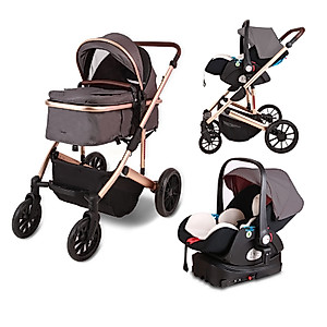 Lightweight Stroller, High Landscape Infant Pram, Aluminum Frame, Suitable For Toddlers And Children, With Multi-angle Adjustment, From Birth 0 To 4 Years, 0-20 Kg(Color:Grey)