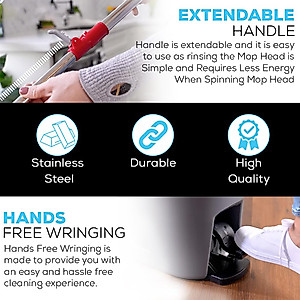 Simpli-Magic 79349 Spin Mop Kit with Three Mop Heads Included,16 x 11 x 11 inches, Red/Black