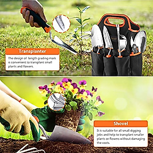 Garden Tools, ENGiNDOT 7 Pcs Stainless Steel Heavy Duty Multi Garden Tool Set, Gardening Tools with Water Proof and Never Mould Tote, Gardening Gifts for Men and Women, Indoor and outdoor Plant