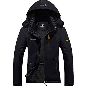 GEMYSE Women's Mountain Waterproof Ski Snow Jacket Winter Windproof Rain Jacket（Black，Medium）
