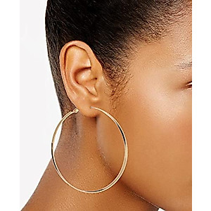 GUESS Goldtone Extra Large Steel Smooth Hoop Earrings