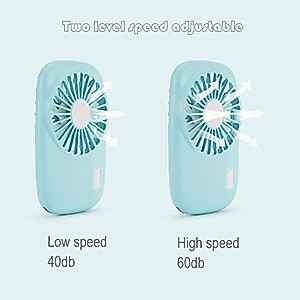 Aluan Handheld Fan 2 pack Mini Powerful Small Fan for Kids Women Men Indoor Outdoor Travel Cooling with Lanyard, Green+Blue