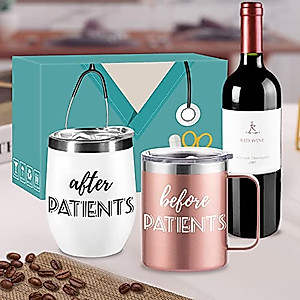 Physkoa Before Patients, After Patients Gift Set - 12oz Stainless Steel Wine Glasses and 12oz Stainless Steel Coffee Mug Set - Nurse Gifts for Women,Nurses Week Gifts,Nursing Graduation Gifts