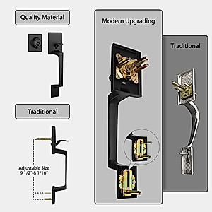 Haidms Black Front Door Handle and Deadbolt Set, Entry Door Handle and Deadbolt Set with Reversible Handle Lever,Front Door Lock Set, Front Door Handles and Locks