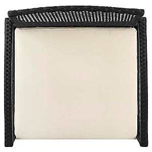 Manhattan Comfort Noli Steel Rattan 3-Piece Patio Conversation Set with Cushions, Cream