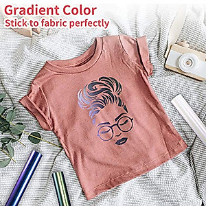 HTVRONT Chameleon HTV Vinyl Roll Heat Transfer Vinyl, 12" x10FT Iron On Vinyl for T-Shirt Chameleon Gradient Change Color PU HTV Sheet for Cricut, Silhouette Cameo(Bronze to Purple)