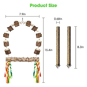 PRAZONVEE Bird Swing 7.8", Bird Perch Stand, Natural Wood Cage Accessories, Hanging Swing Bird Toys Suitable for Parrotlets Budgies Cockatiels Parakeets Lovebirds