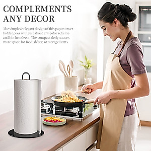 Paper Towel Holder,Paper Towels Stand Holder Countertop for Standard and Large Size Rolls Black