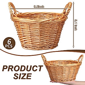 Tatuo 6 Sets 9.8 x 5.1 Inch Wicker Basket with Gift Bags and Ribbons Rattan Baskets Bulk with Handle Gifts Empty Basket for Easter Egg Gathering Storage Wedding Graduation Baby Shower