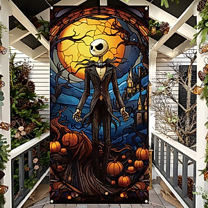 The Nightmare Before Christmas Door Cover Jack Skellington Halloween Front Door Porch Banner Photography Decoration