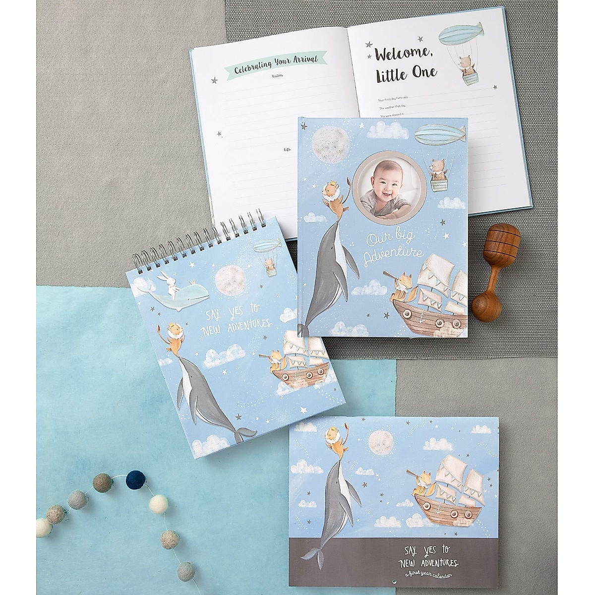 C.R. Gibson ''Say Yes to New Adventure'' Nautical Baby's First Year Calendar for Boys, 32 Pages, 11'' x 18''