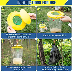 Qualirey 3 Pack Large Fly Traps Outdoor, Disposable Hanging Flies Trap Non Toxic Fly Killer Trap Bag Catcher for Outside Farms, Chicken Coops, Stables, Barns, Horse, Garbage Cans, Yard, Backyard