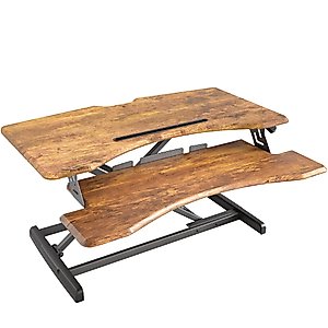 FEZIBO Height Adjustable Standing Desk Converter, 42 Inches Desk Riser, Sit Stand Desk Ergonomic Tabletop Workstation Rustic Brown