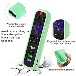 4 Pack Remote Cover for Roku, Case for Hisense/TCL Roku TV Steaming Stick/Express Universal Replacement Controller Silicone Sleeve Skin Glow in The Dark Orange White Light Green Blue with Lanyards